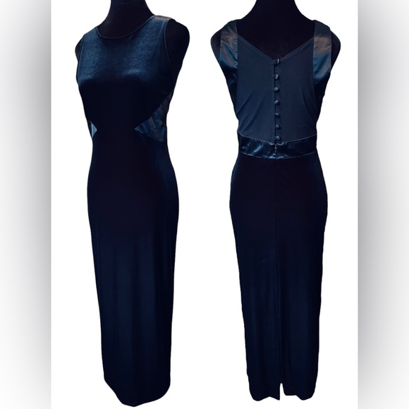 Rhapsody | Dresses | Rhapsody Vintage 9s Black Velvet Satin Mesh Button ...